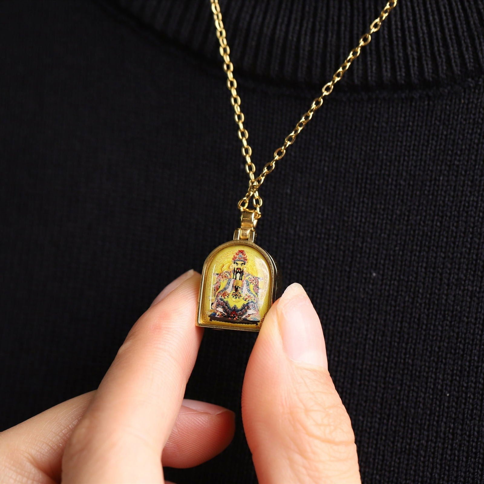 Thangka Buddha Dragon WuYe Wealth and Protaction Locket Necklace ...